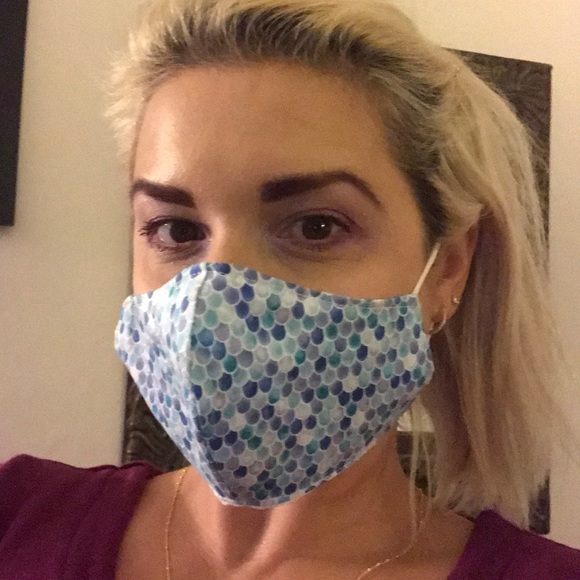 Hand Crafted | Accessories | Mermaid Scale Face Mask Blue Fish Tile ...